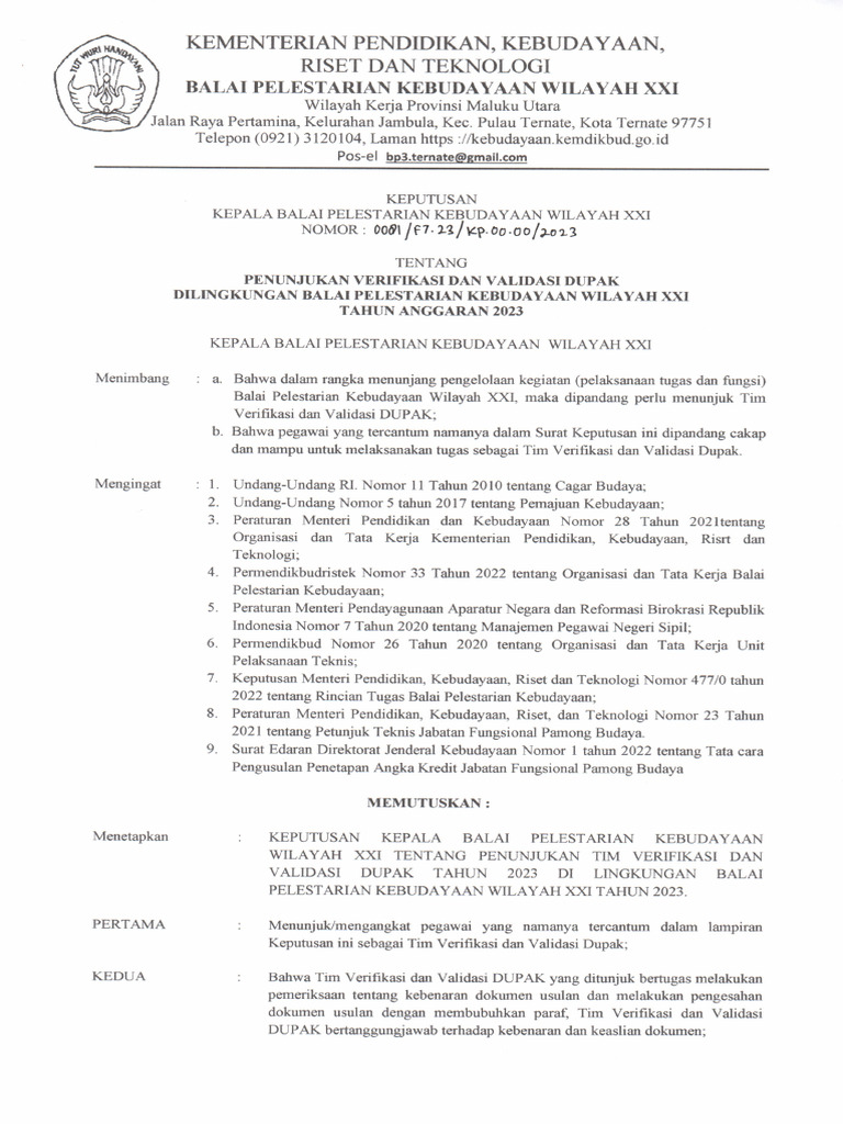 SK Verifikator DUPAK 2023 | PDF