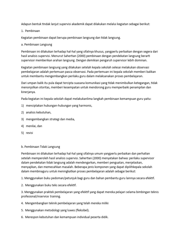 Tindak Lanjut Supervisi | PDF