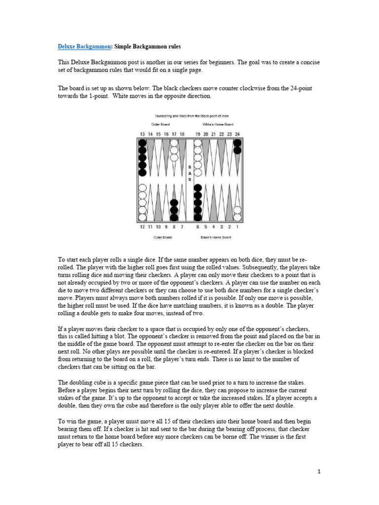 Backgammon Basics for Beginners | PDF | Competitive Games | Games Of Mental Skill