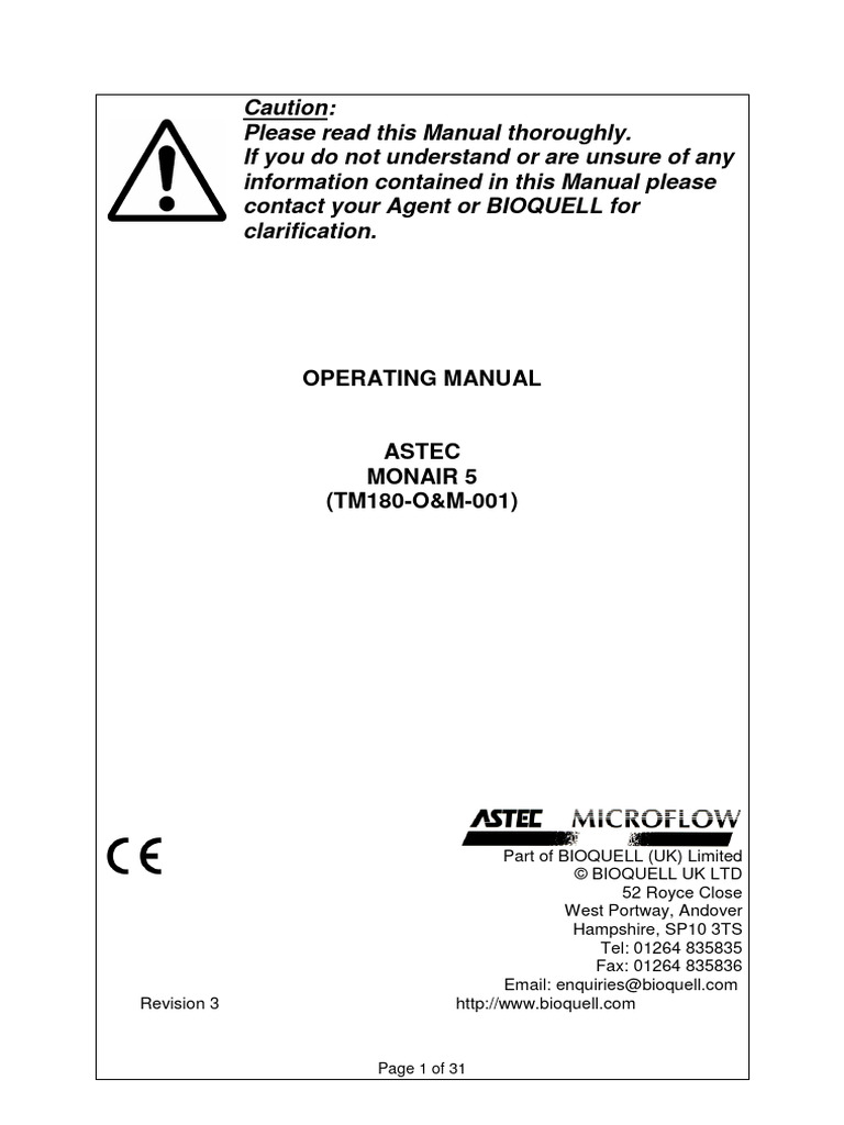 6302827- Capela Monair 5 Astec Monair 5 Fume Cupboard | PDF