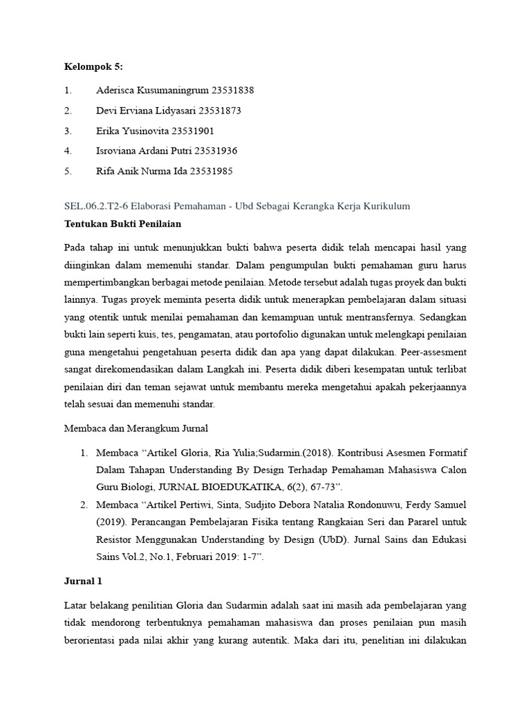 Topik 2 - Kelompok 5 - Elaborasi Pemahaman - Ubd Sebagai Kerangka Kerja ... Topik 2 - Kelompok 5 - Elaborasi Pemahaman - Ubd Sebagai Kerangka Kerja ...