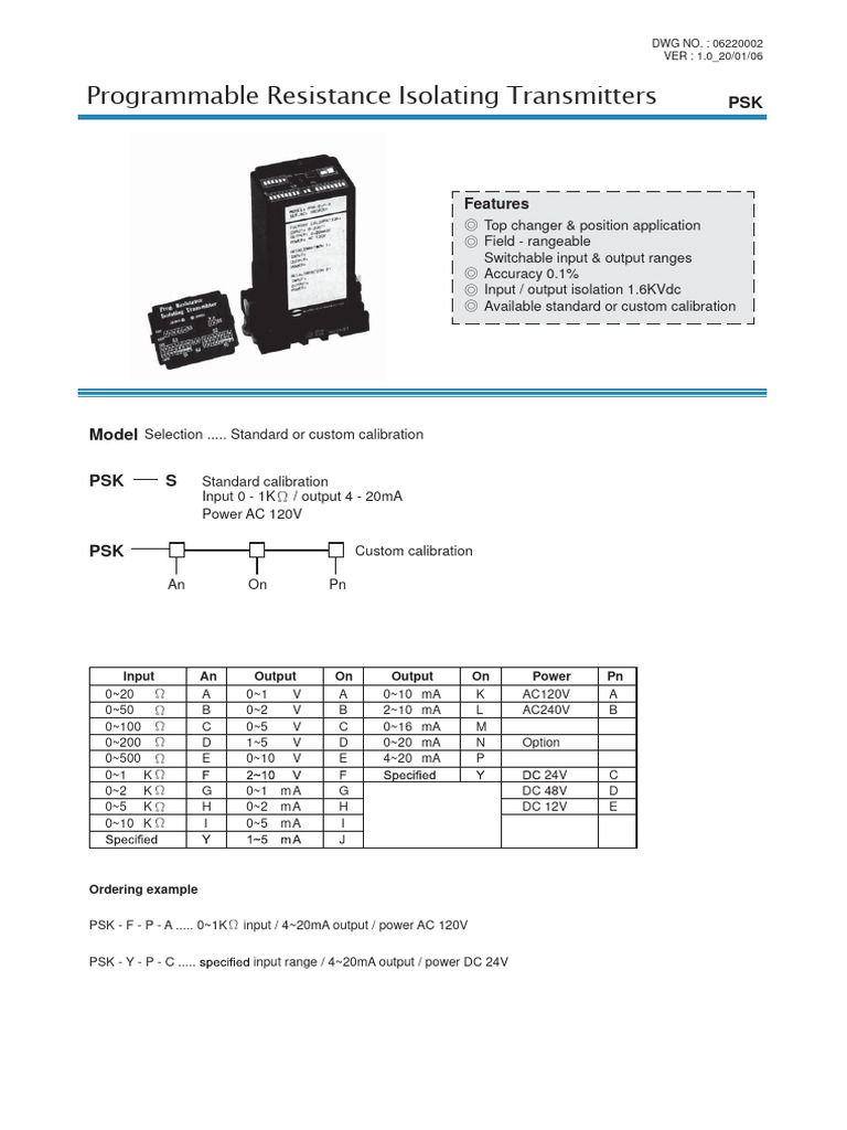 Programmable Resistance Isolating Transmitters 06220002 - v10-PSK | PDF ...