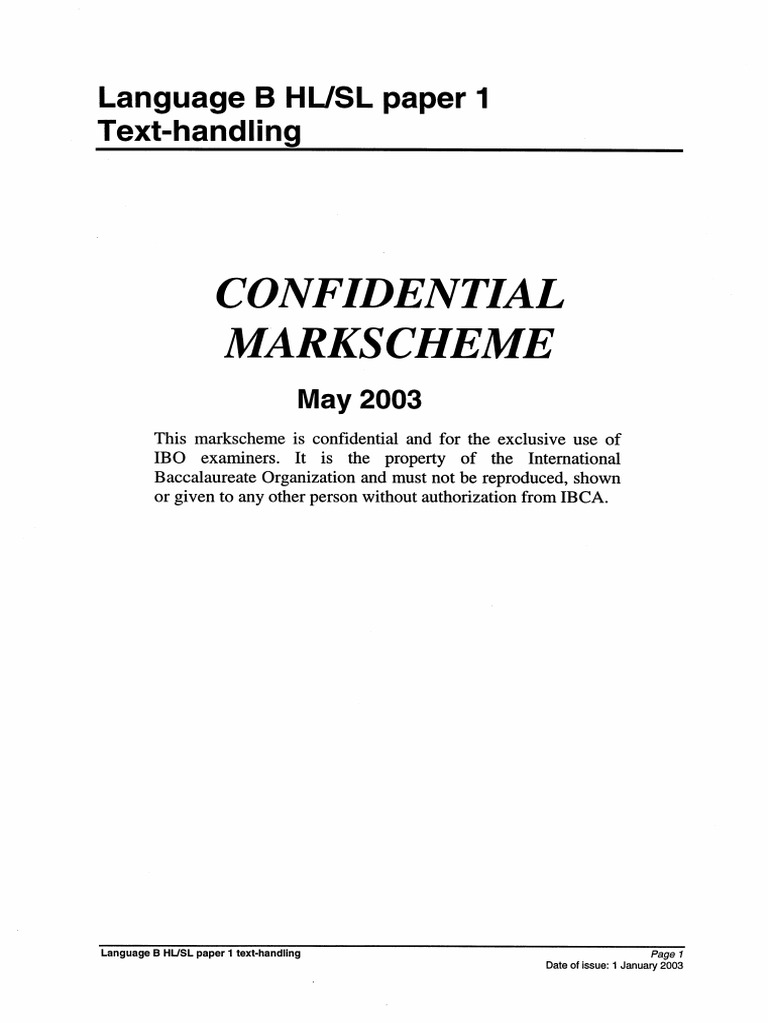 Japanese B Paper 1 HL Markscheme | PDF