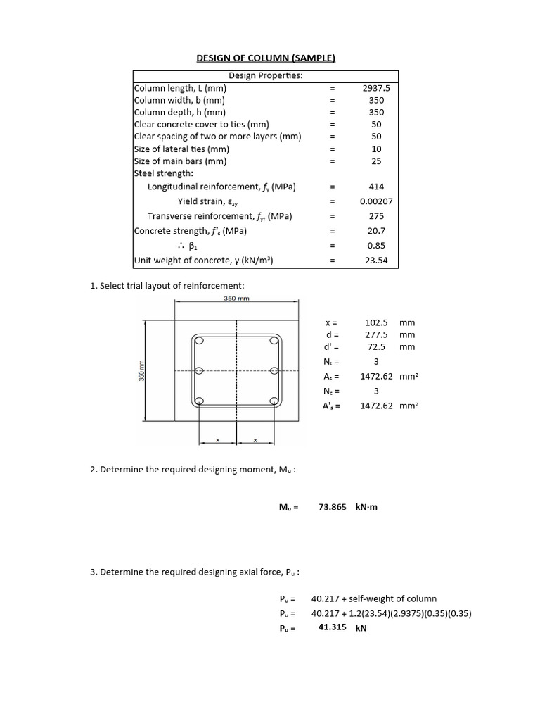 DESIGN FOR COLUMN (SAMPLE) | PDF