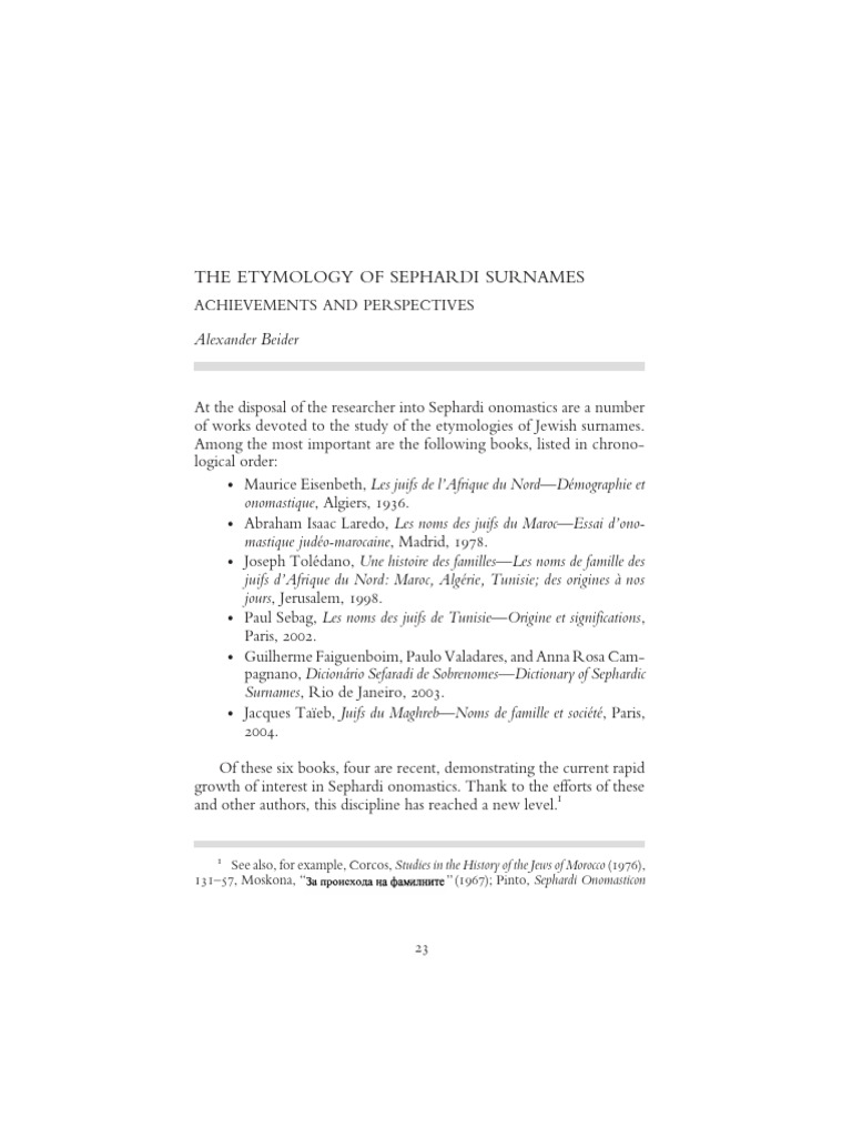 Etymology of Sephardi Surnames | PDF | Jews | Arabic
