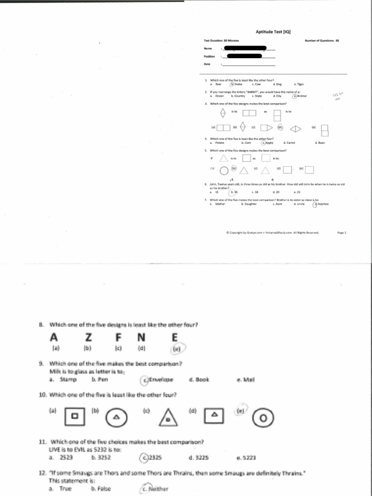 Attitude Test - IQ | PDF