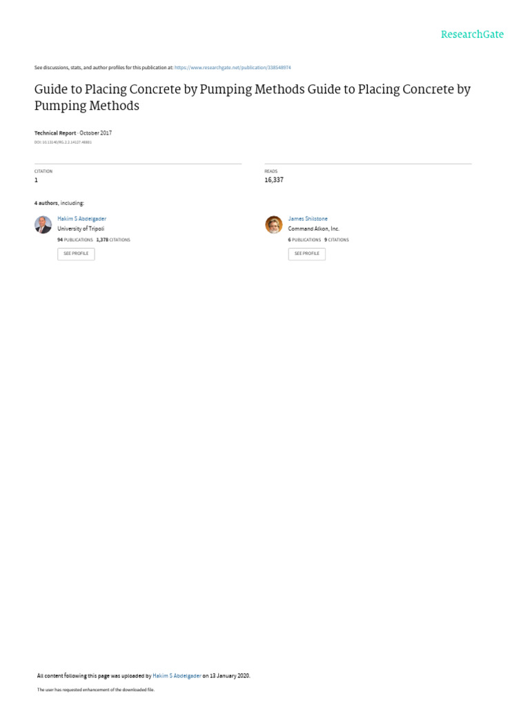 Guide To Placing Concrete by Pumping Methods - Report by ACI Committee ...