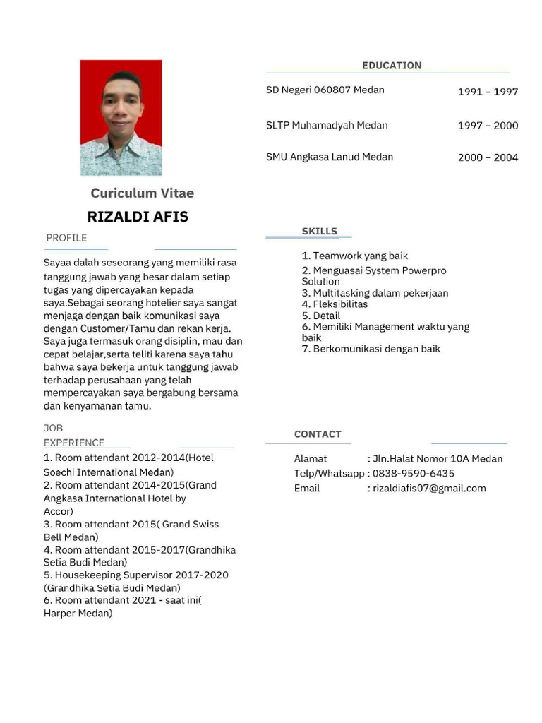 CV Rizaldi Afis | PDF