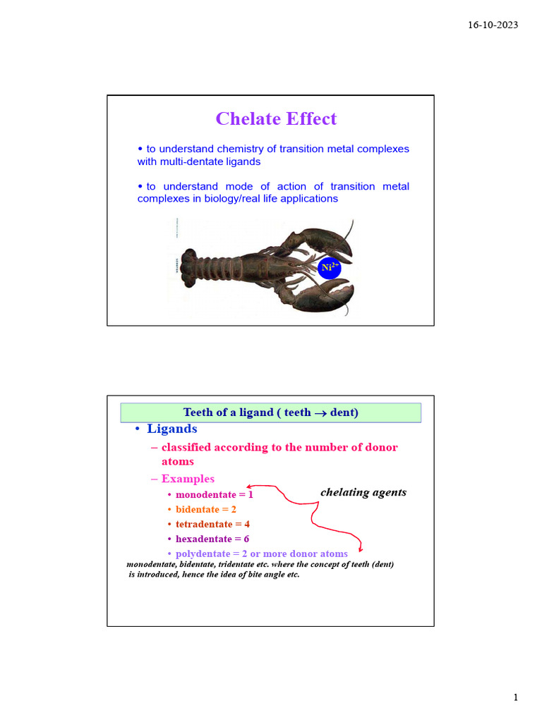 Chelate Effect in Transition Metal Chemistry | PDF