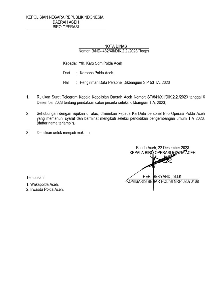 Data Calon Sip 53 Tahun 2023 | PDF