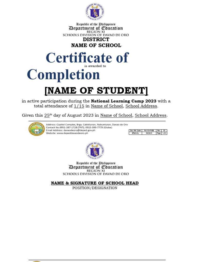 NLC 2023 Student Participation Certificate | PDF