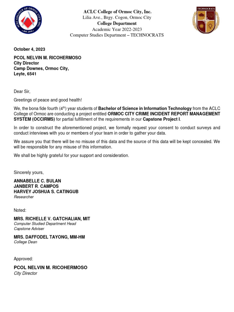 Data Gathering and Request Letter | PDF