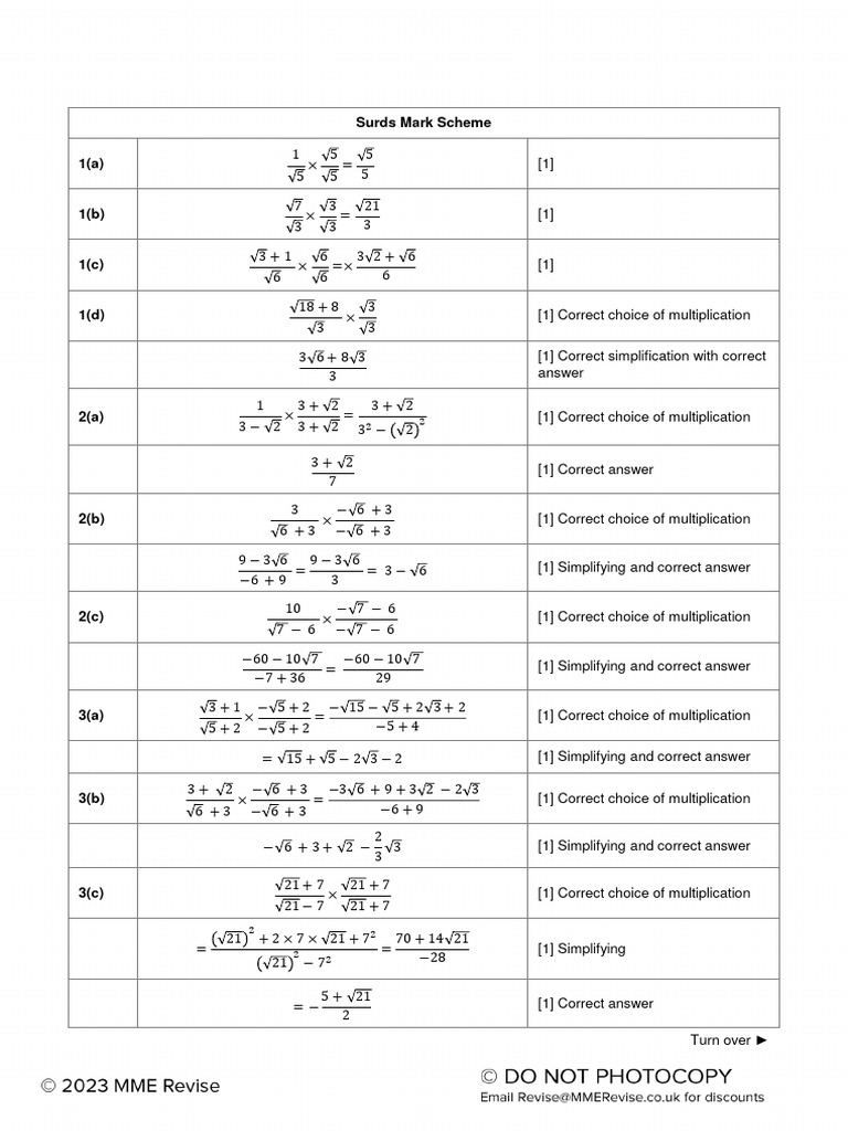 Surds Harder Answers MME | PDF | Arithmetic | Mathematics