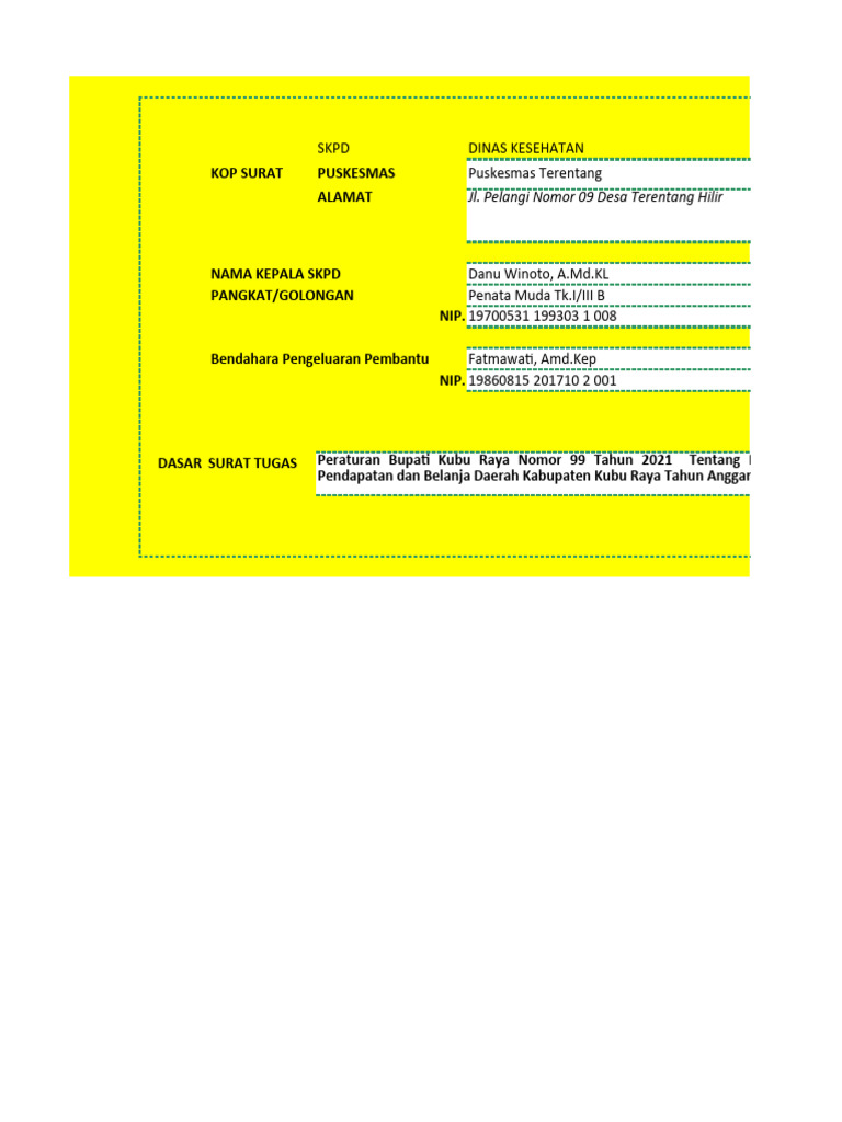 Contoh SPJ Perdin - Kabupaten - 2 | PDF