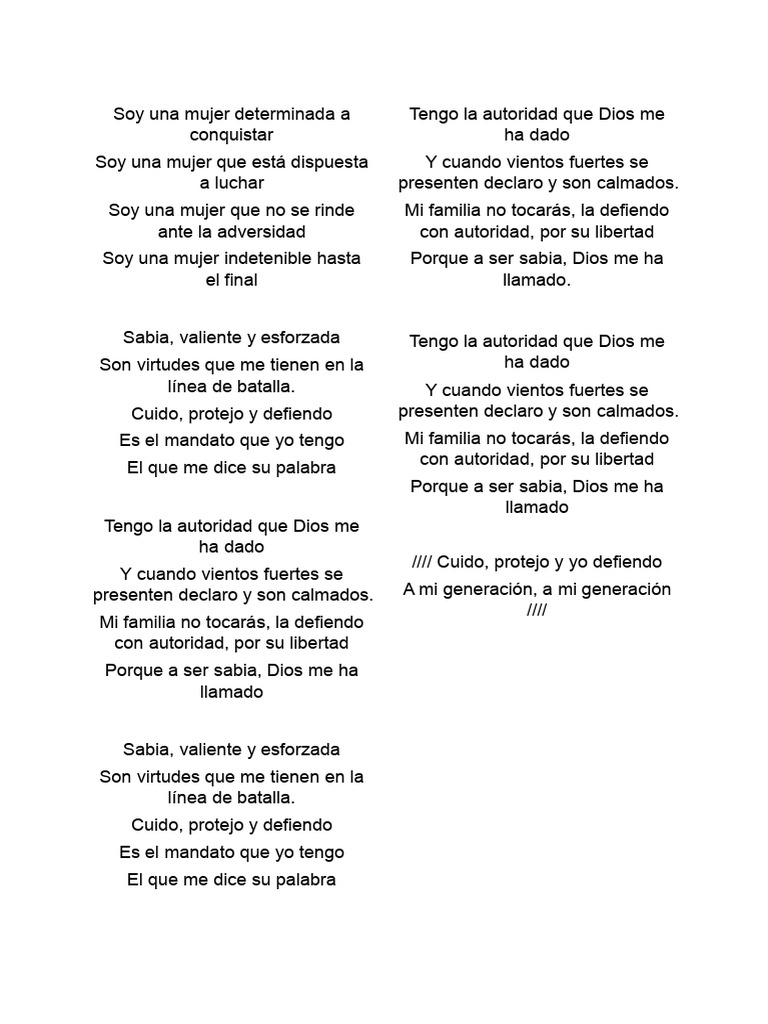 Letra Coro Círculo de Oración | PDF