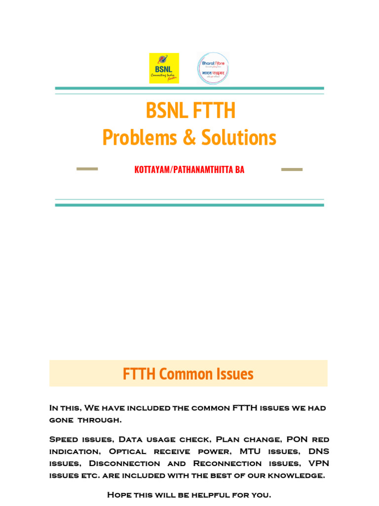 FTTH Problems and Solutions | PDF | Virtual Private Network | Session Initiation Protocol