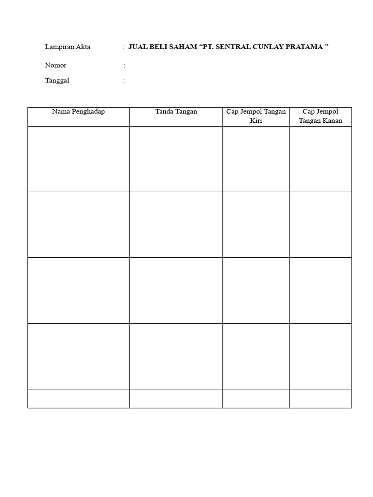 Format Lampiran Cap Jempol | PDF