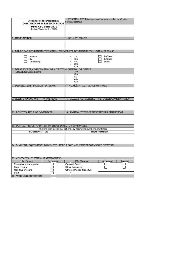 Position Description Form DBM-CSC Form No 1. Edited | PDF