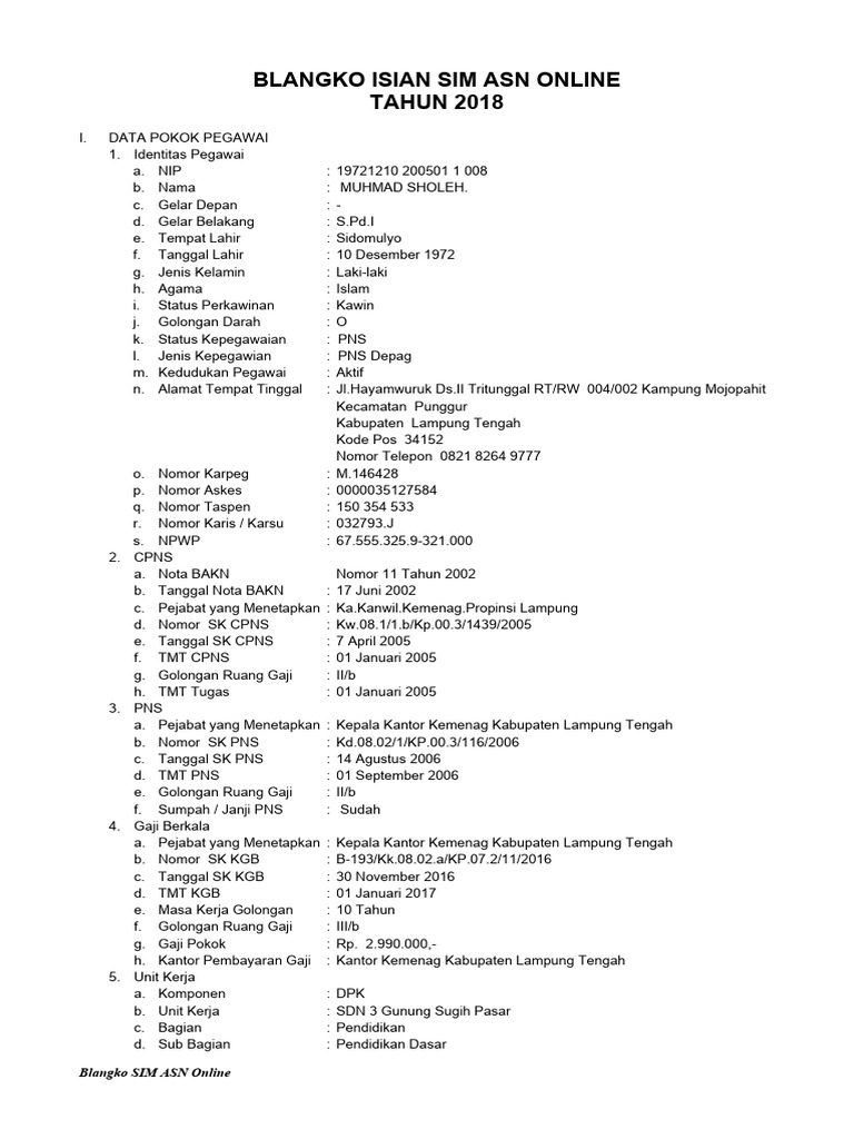 Blangko SIM ASN Online-1 | PDF