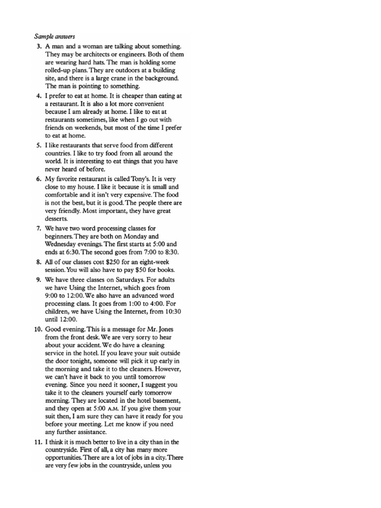 Speaking Sample Answers | PDF