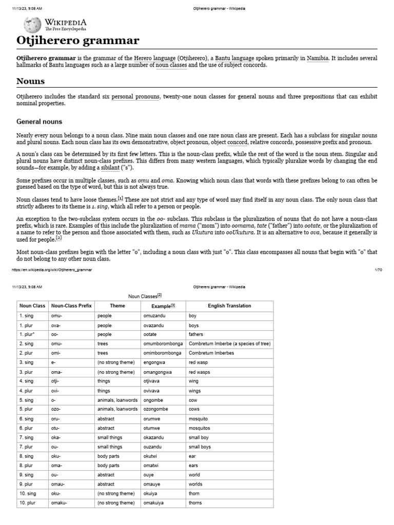 Otjiherero Grammar - Wikipedia | PDF | Language Mechanics | Semantics