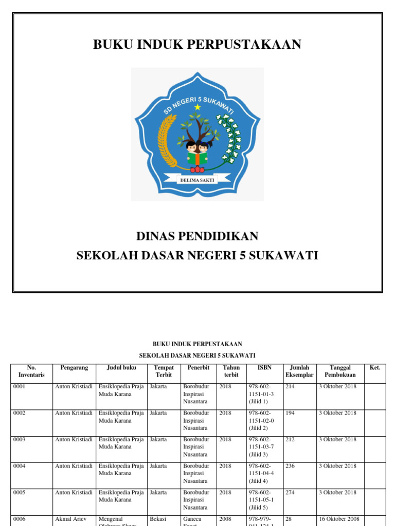 Buku Induk Perpustakaan Sd N 5 Sukawati Fix Pdf