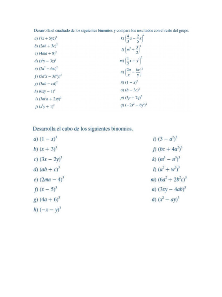 ejercicios binomios | PDF