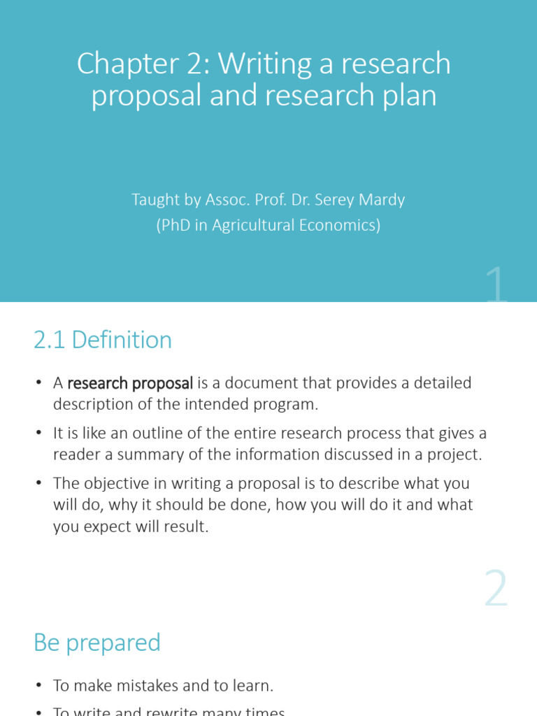 Chapter 2 - Writing A Research Proposal and Research Plan | PDF