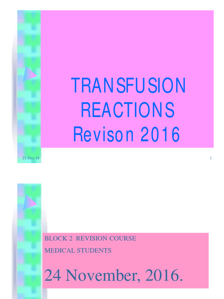 Blood Transfusion Reactions | PDF | Blood Transfusion | Blood Donation