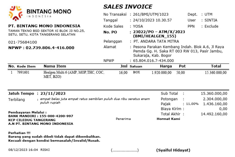 Contoh Invoice | PDF