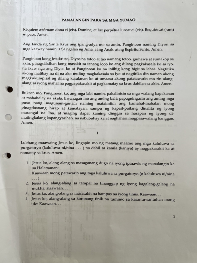 Panalangin para Sa Yumao | PDF