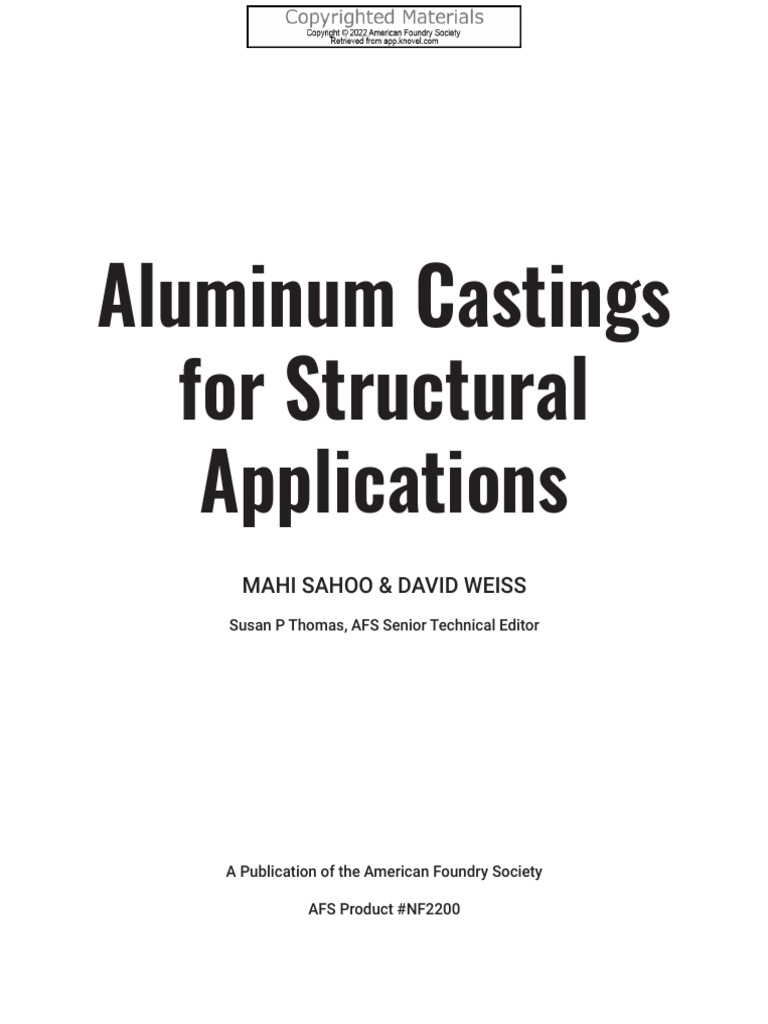 AFS - Aluminum Castings For Structural Application | PDF | Strength Of ...