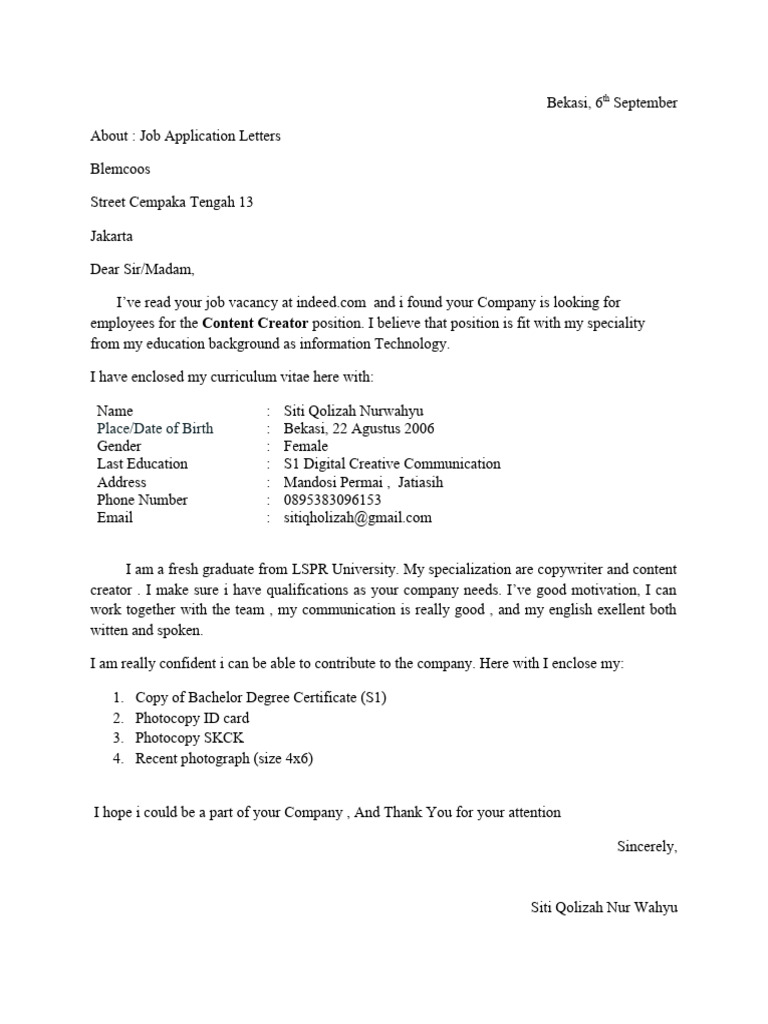 Applicationletter Key | PDF