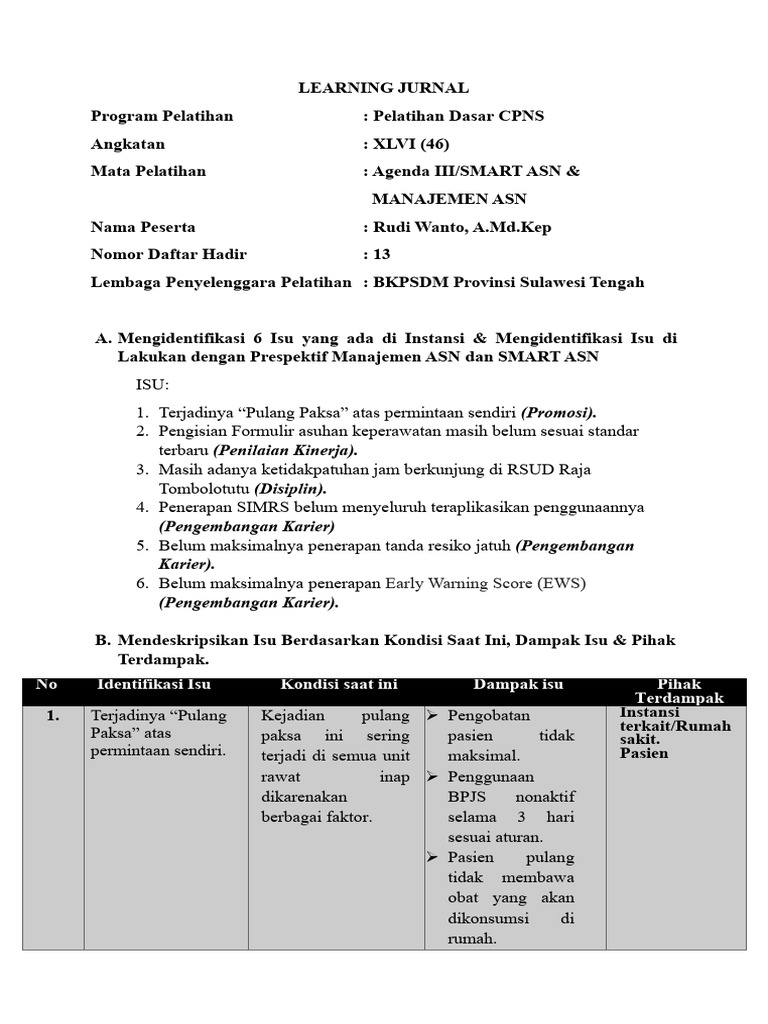 Learning Jurnal Agenda Iii (6 Isu) | PDF