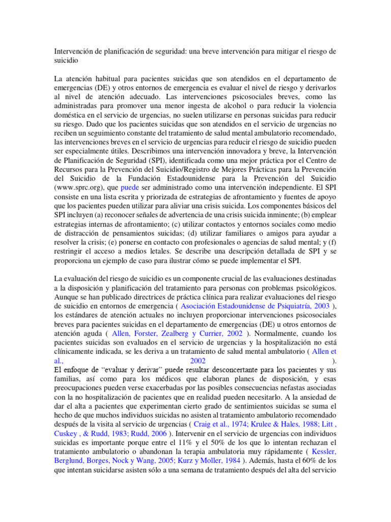 TRAD Stanley, B. - Brown, G.K. (2011) - Safety Planning Intervention | PDF