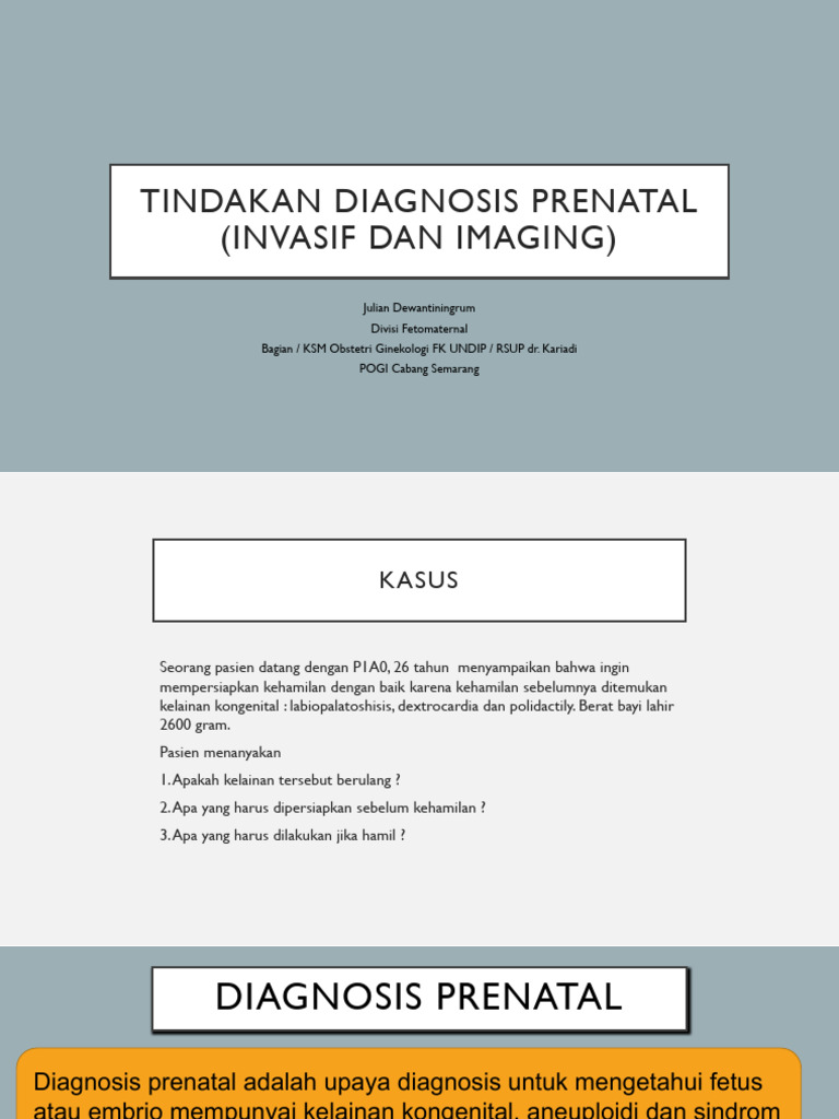 DR Julian Dewantiningrum, Msi. Med, SpOG (K) - PRENATAL DIAGNOSIS | PDF