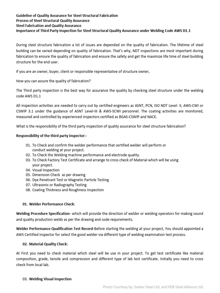 Quality Assurance in Steel Fabrication | PDF | Welding | Construction