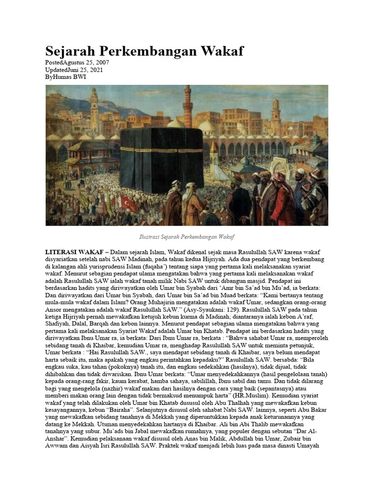 Sejarah Perkembangan Wakaf | PDF