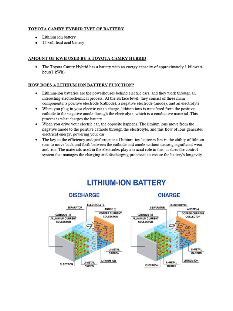 TOYOTA CAMRY HYBRID TYPE OF BATTERY | PDF