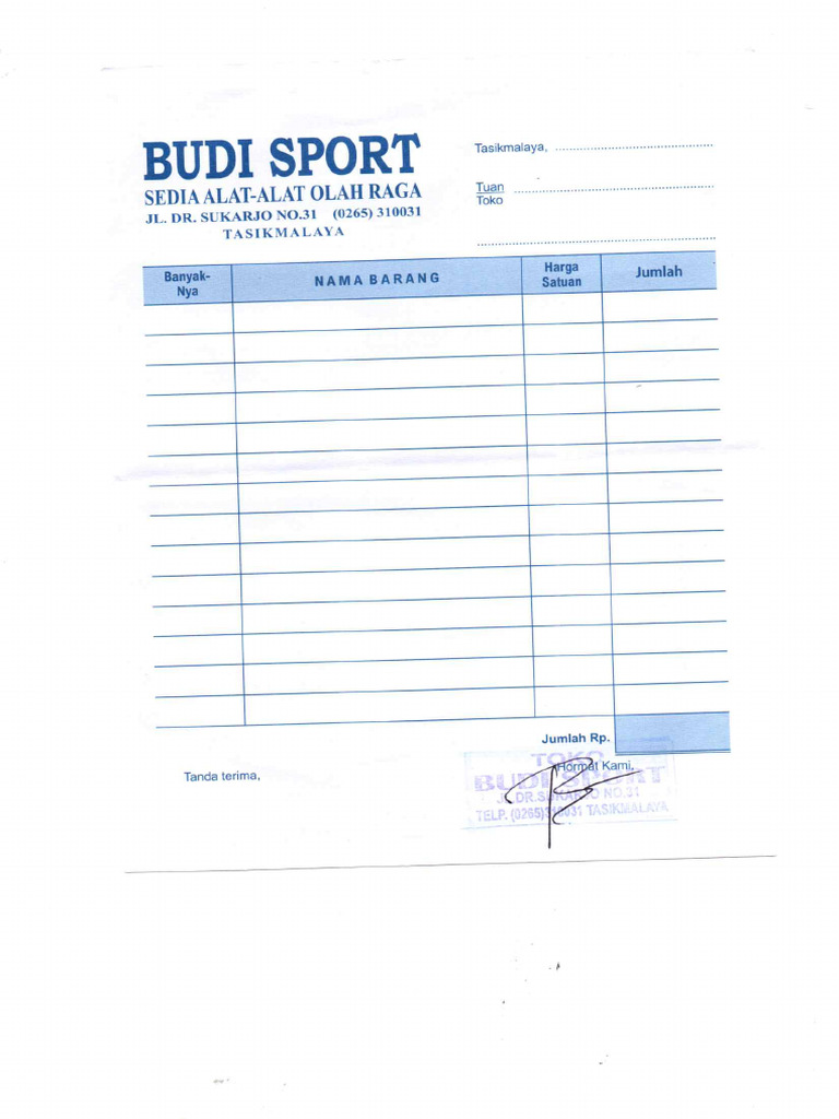 Nota Budi Sport Terbaru | PDF