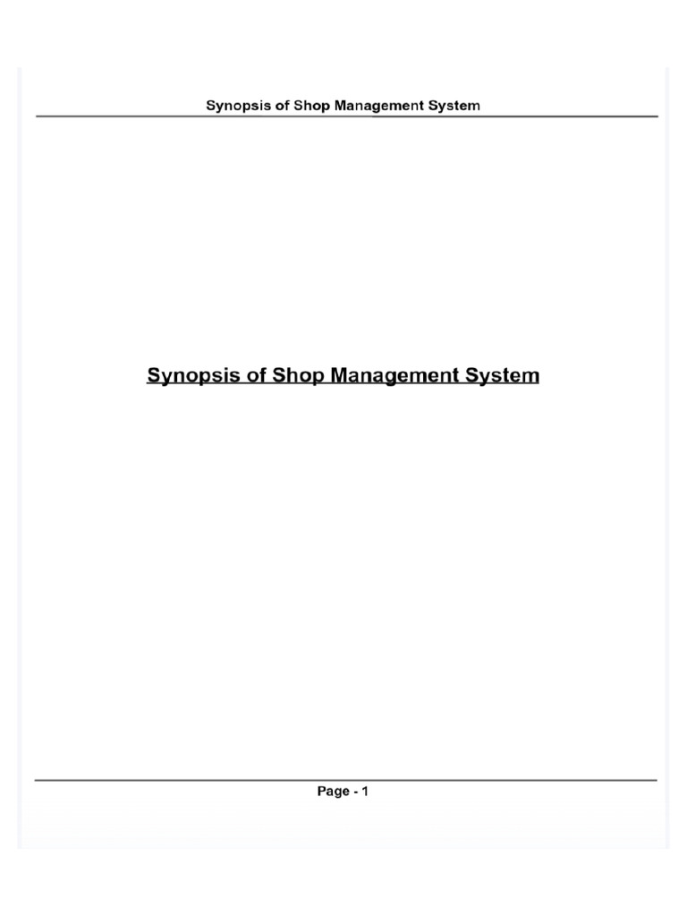 Shop Management System Synopsis | PDF