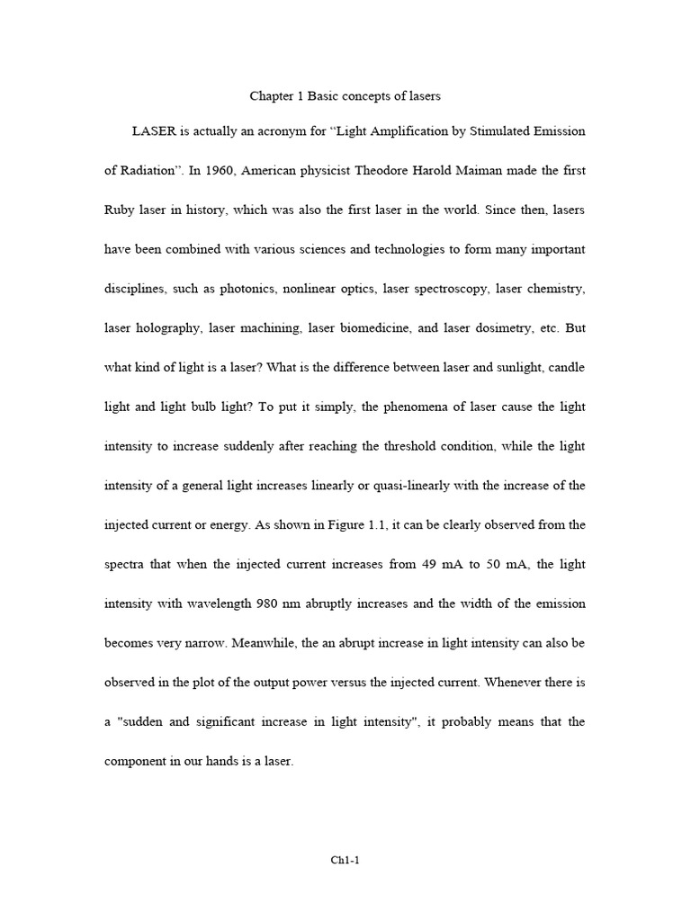 Ch1-Basic Concepts of Lasers-DONE | PDF | Laser | Coherence (Physics)
