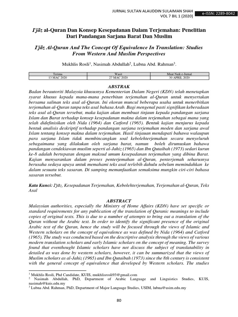 Ijaz Al Quran Dan Konsep Kesepadanan Da | PDF