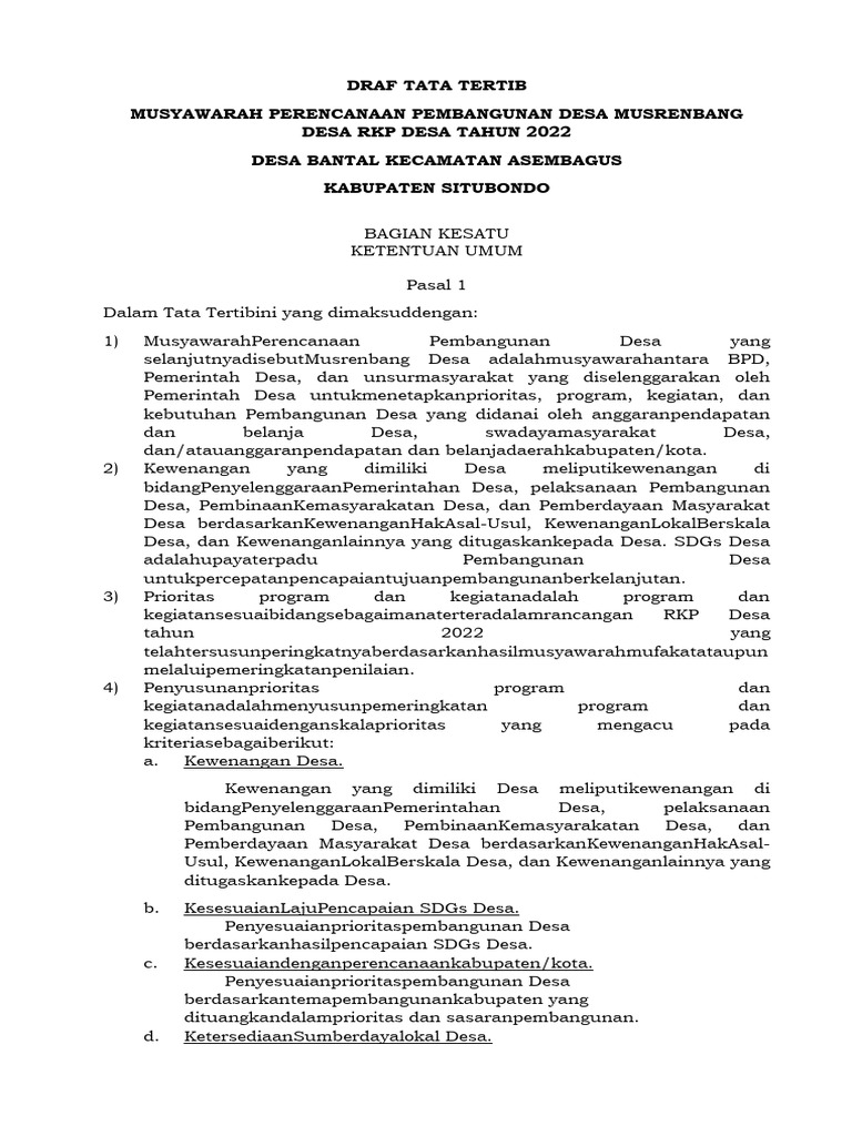 Format Tata Tertib Musrenbang Desa RKP Desa............... 122 | PDF