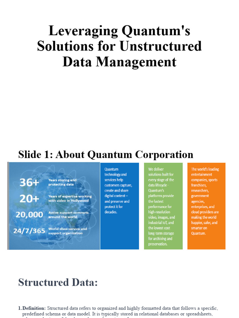 Leveraging Quantum's Solutions For Unstructured Data Management | PDF