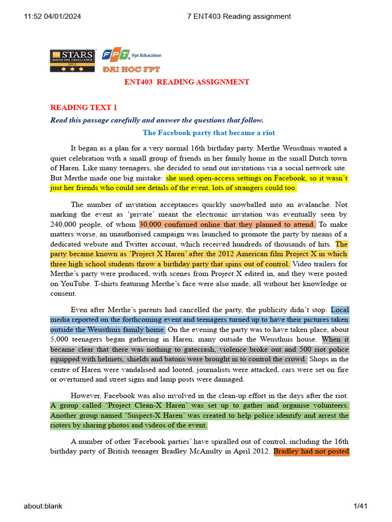 7 ENT403 Reading Assignment | PDF