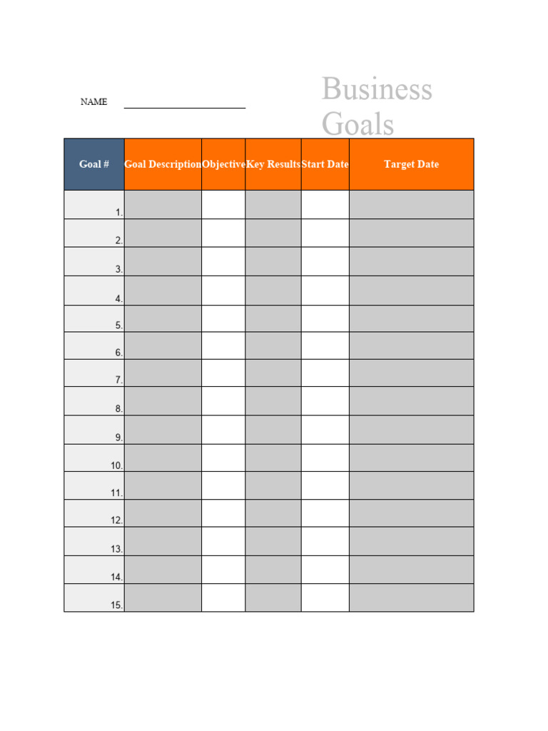 Business Goal Setting Template | PDF