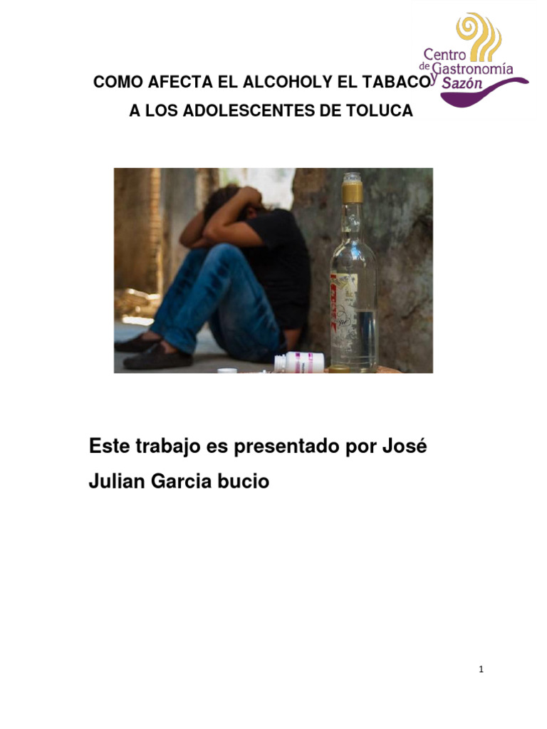Proyecto de Investigación Julian Tabaco y Alcohol | PDF | Fumar tabaco ...