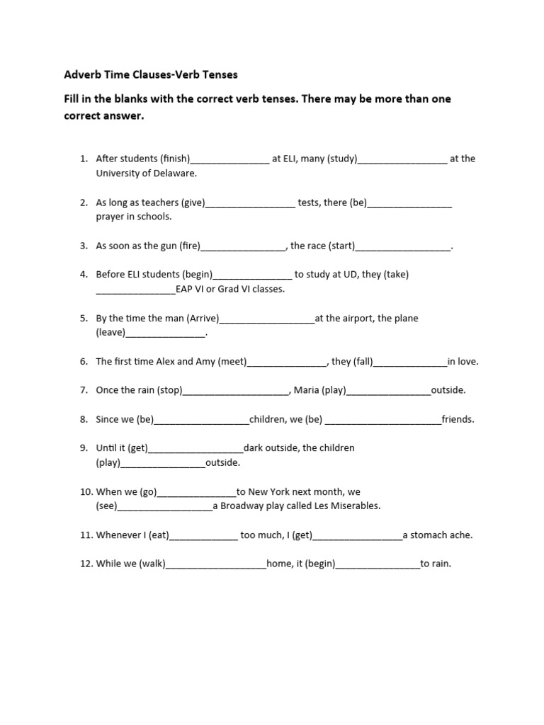 Adverb Time Clauses | PDF | Career & Growth