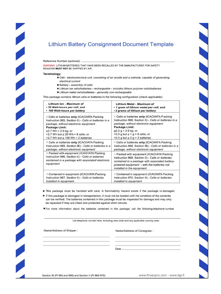 Lithium Battery Template | PDF